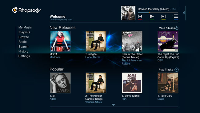 Rhapsody Now Streaming on LG, Panasonic and Samsung Smart TVs ...